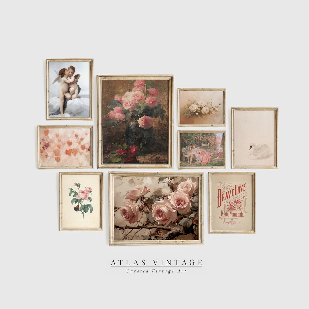 Vintage Valentine's Day Set of 9 Prints, Antique Valentine Printable ...