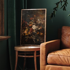 Vintage Fall Floral Print | Dark Autumn Flower Painting | Moody ...