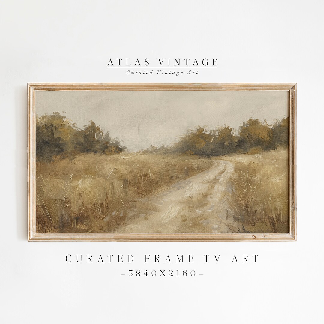 Vintage Countryside Road Frame TV Art, Rustic Farmhouse Decor (digital ...