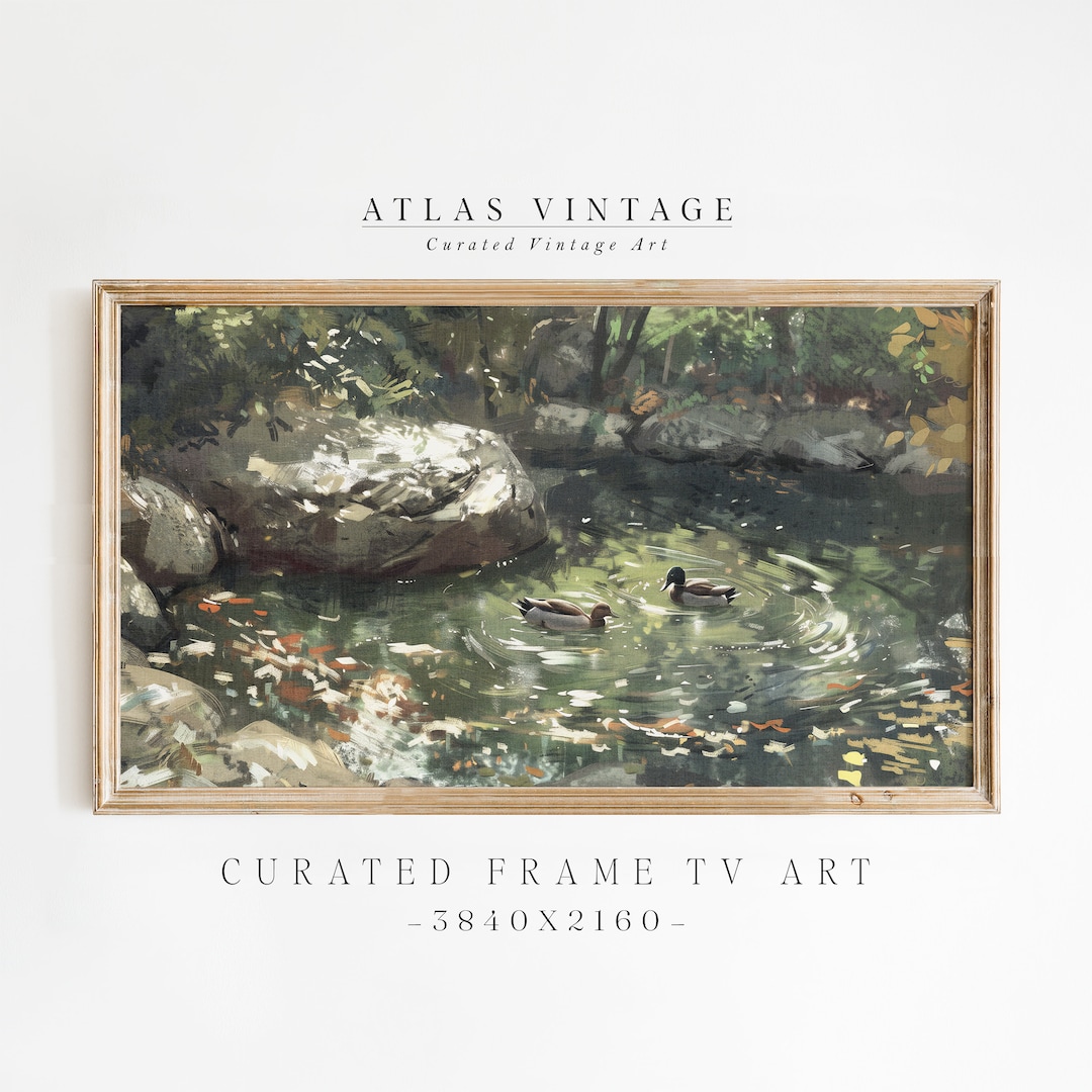Duck Pond Vintage Painting, Lake Frame TV Art (digital Download) - Etsy