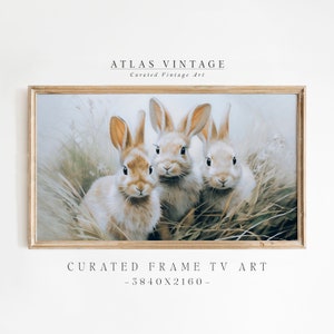 Easter Bunnies Samsung Frame Tv Art, Vintage Spring Painting, Moody ...