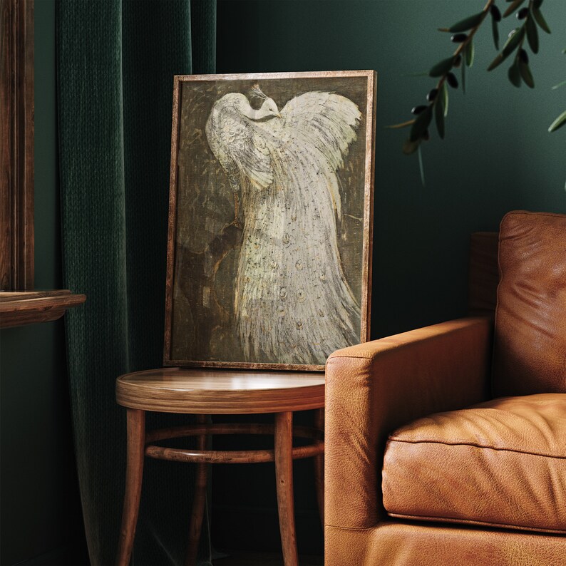 Vintage White Peacock Art Print, Antique Bird Poster (digital Download ...