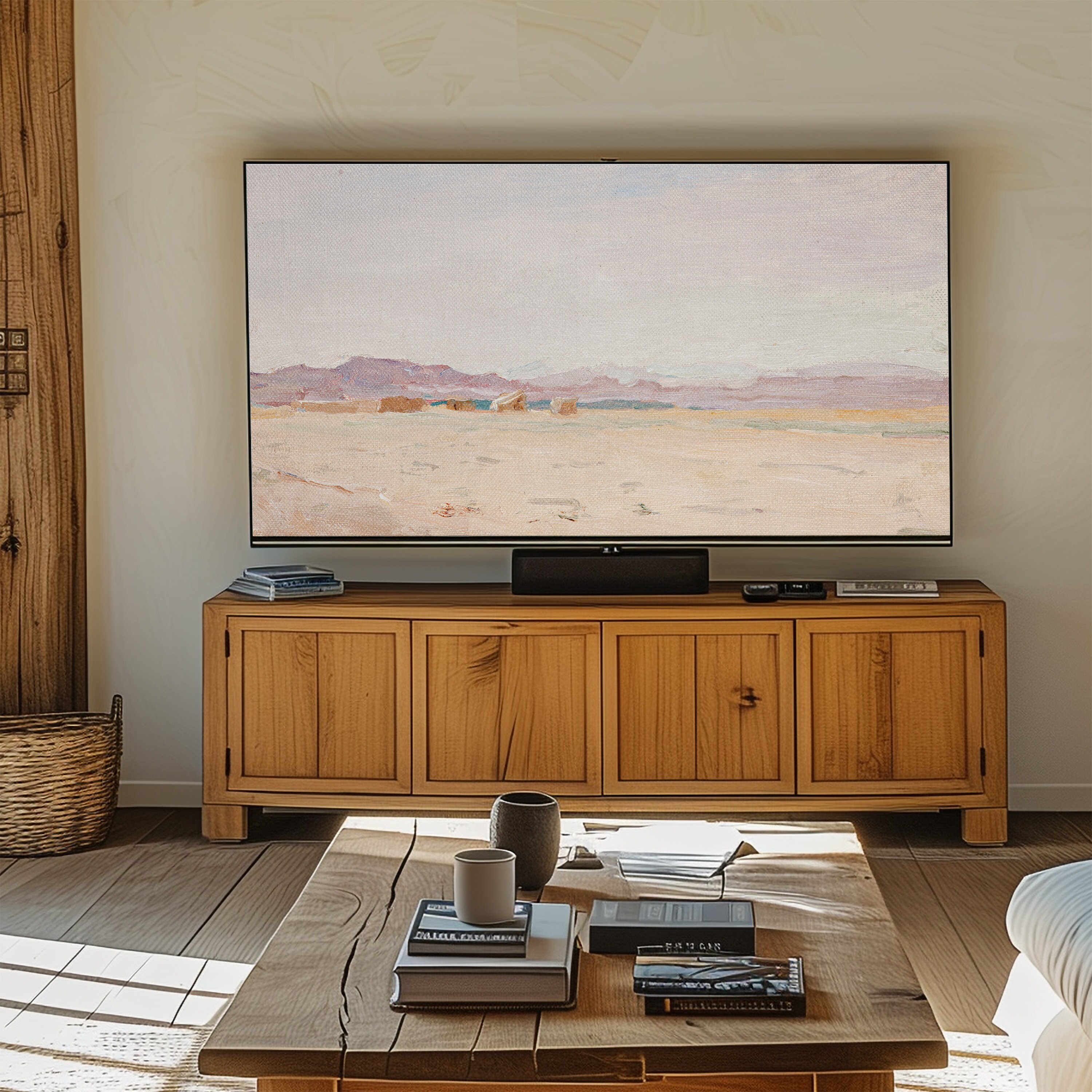 Neutral Abstract Landscape Frame Tv Art, Muted Tonal Samsung Tv Art ...