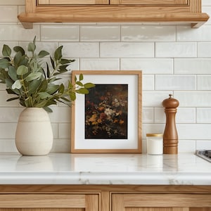 Vintage Fall Floral Print | Dark Autumn Flower Painting | Moody ...
