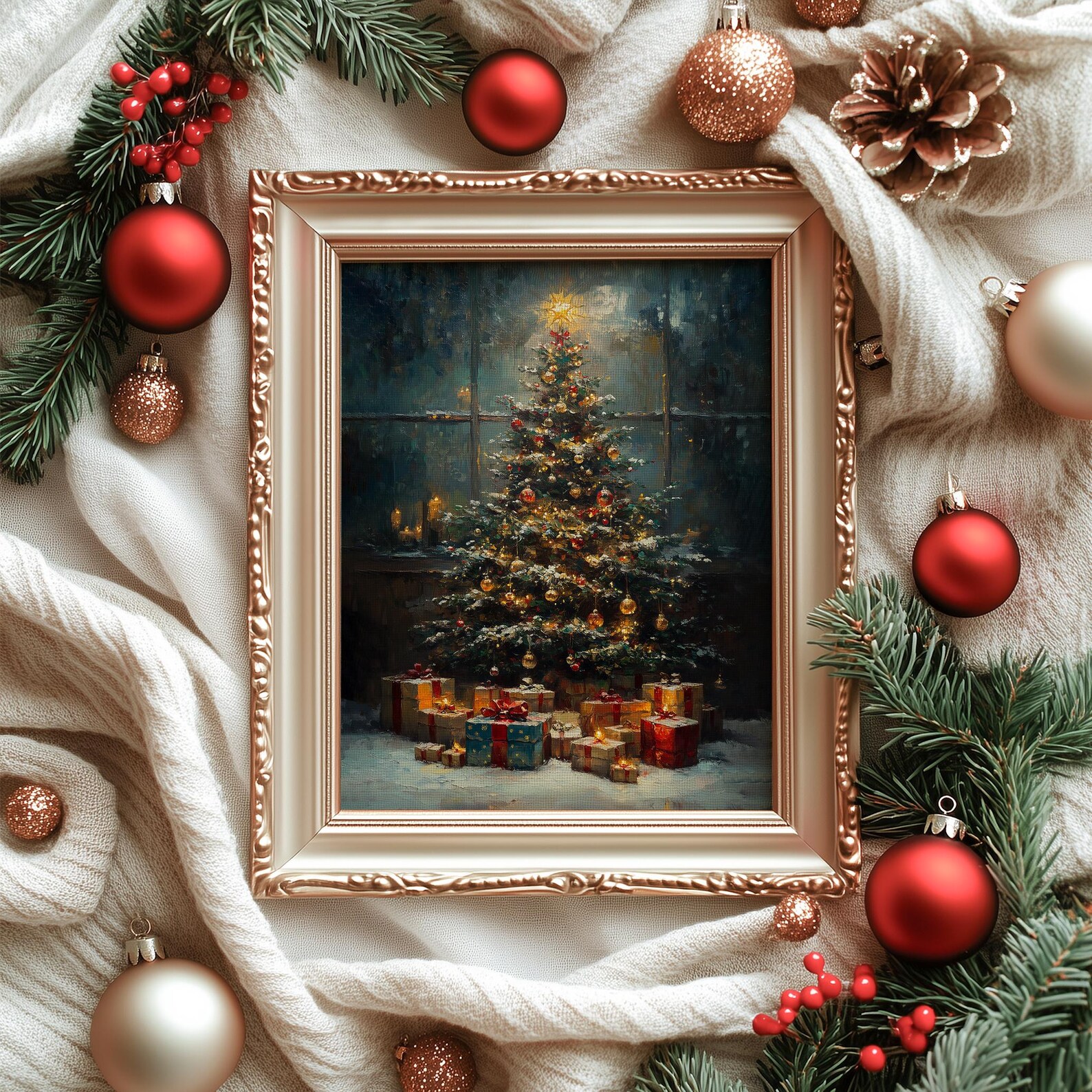 Vintage Christmas Tree Print, Cottagecore Holiday Decor (digital ...