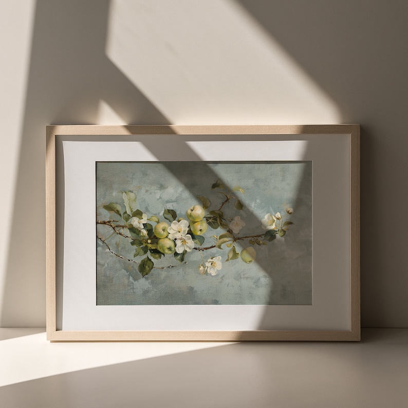 Vintage Apple Blossom Print, Rustic Farmhouse Wall Art (digital ...