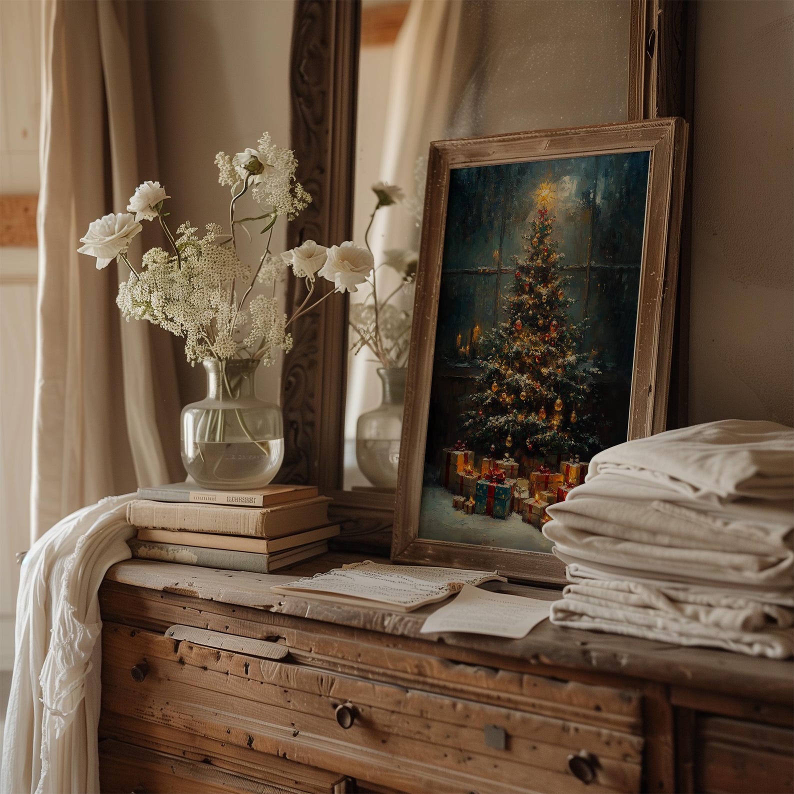 Vintage Christmas Tree Print, Cottagecore Holiday Decor (digital ...
