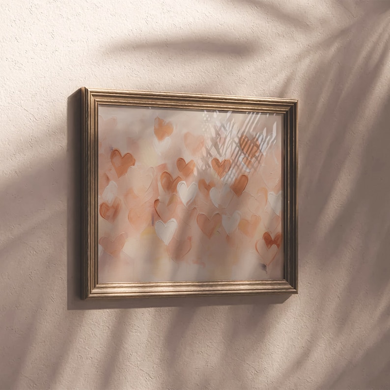 Pink Heart Valentine Day Print, Vintage Valentines Day Decor, Romantic ...