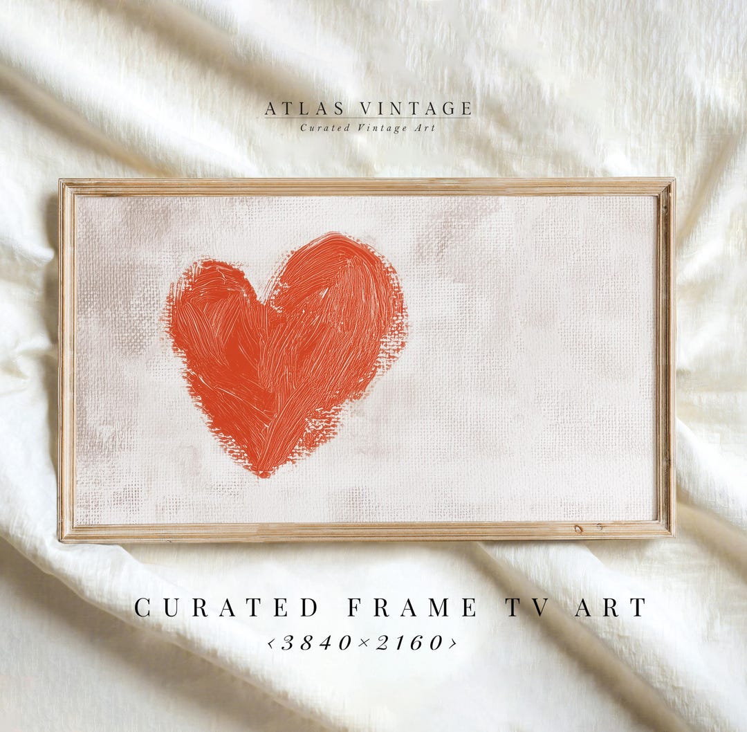 Red Heart Frame Tv Art, Vintage Love Valentines Day Samsung Frame Tv ...