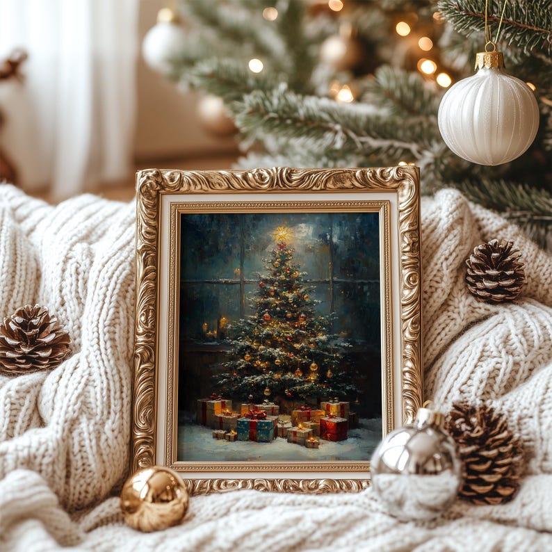 Vintage Christmas Tree Print, Cottagecore Holiday Decor (digital ...