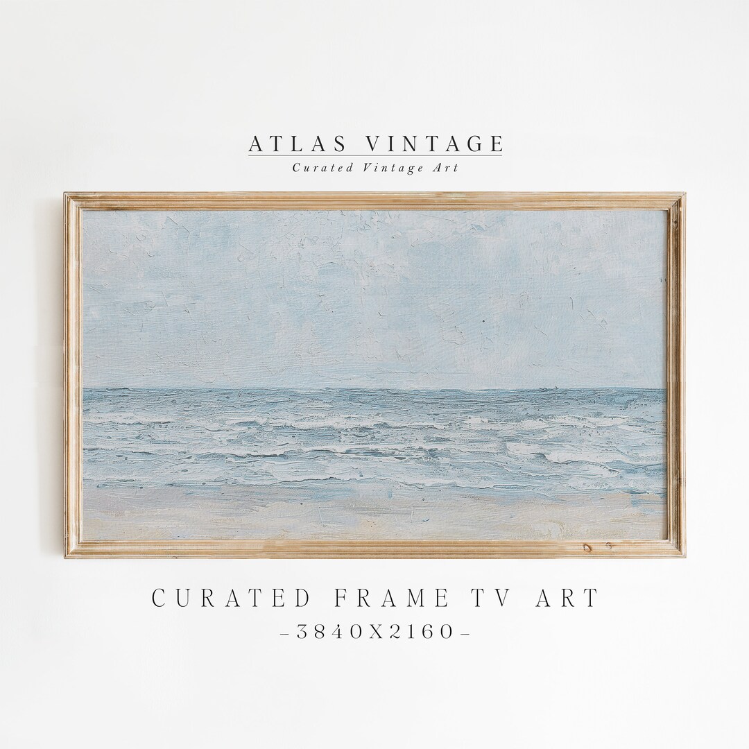 Coastal Ocean Beach Frame Tv Art, Vintage Style Summer Samsung Tv Art ...