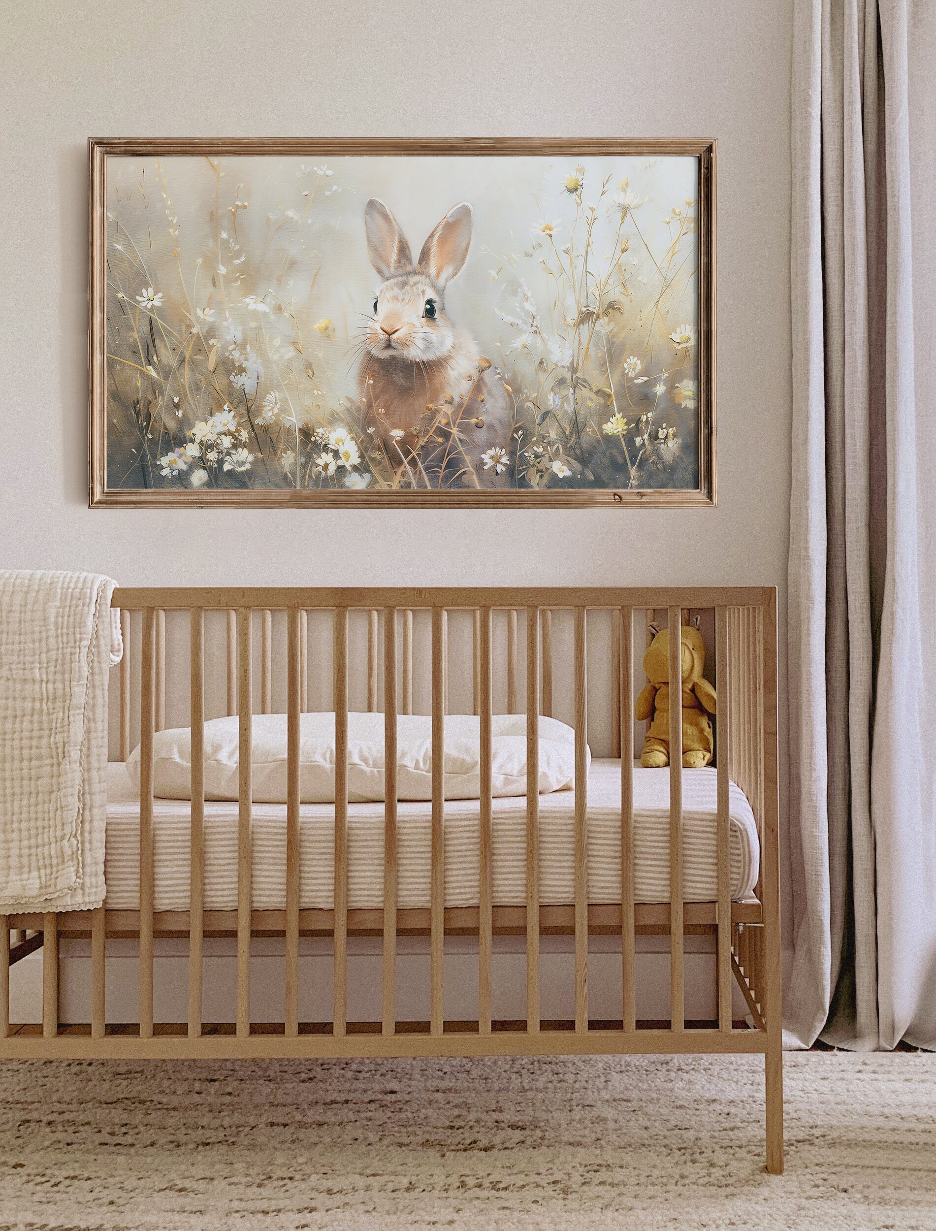 Easter Bunny Samsung Frame Tv Art, Spring Rabbit Painting, Vintage ...