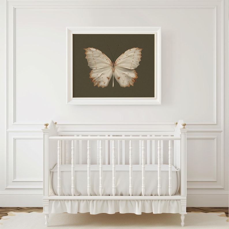 Vintage White Butterfly Print, Dark Moody Insect Printable Wall Art ...
