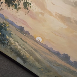 Vintage Fall Sunset Print, Autumn Landscape Watercolor Painting, Muted ...