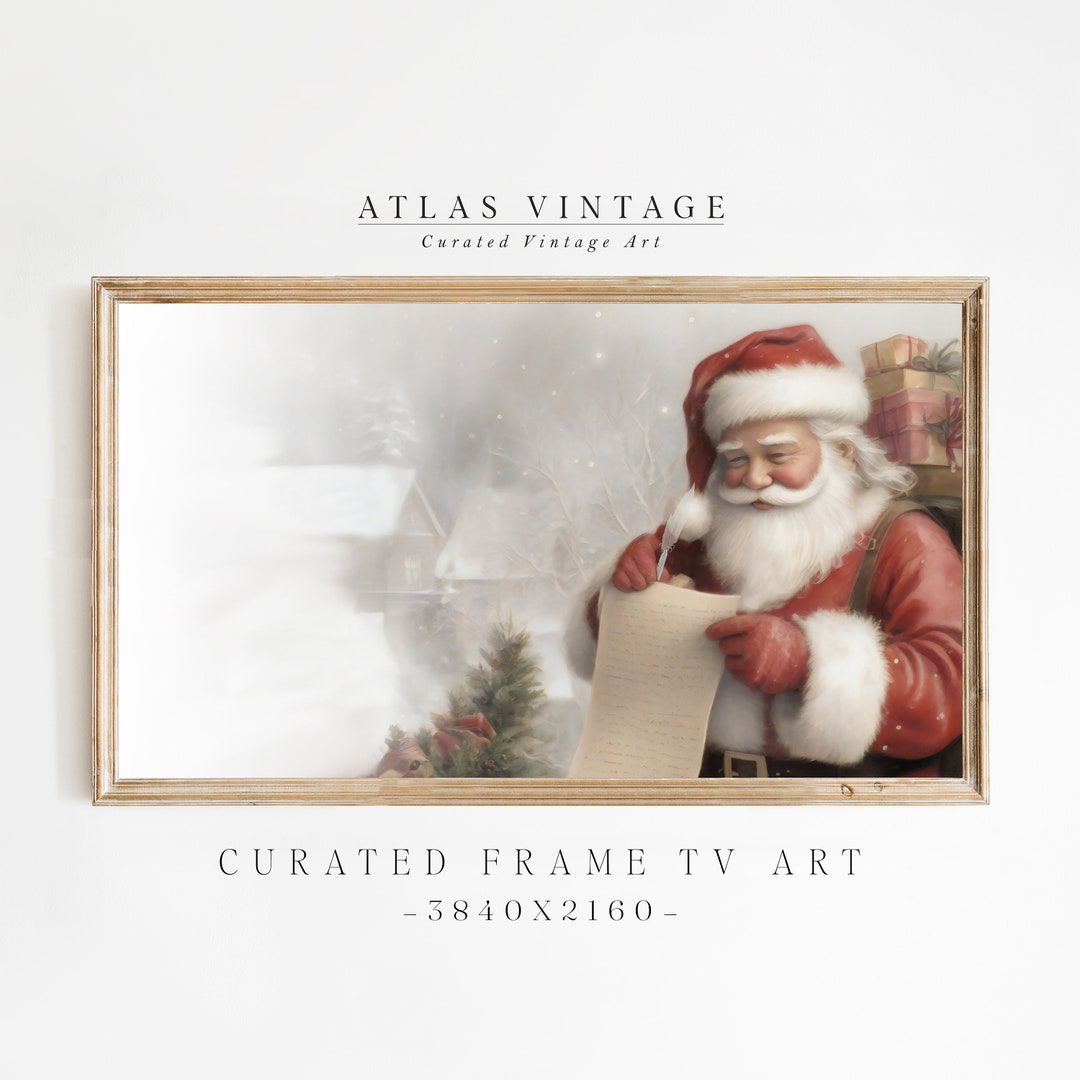 Vintage Santa Claus Frame TV Art, Christmas Rustic Decor (digital ...