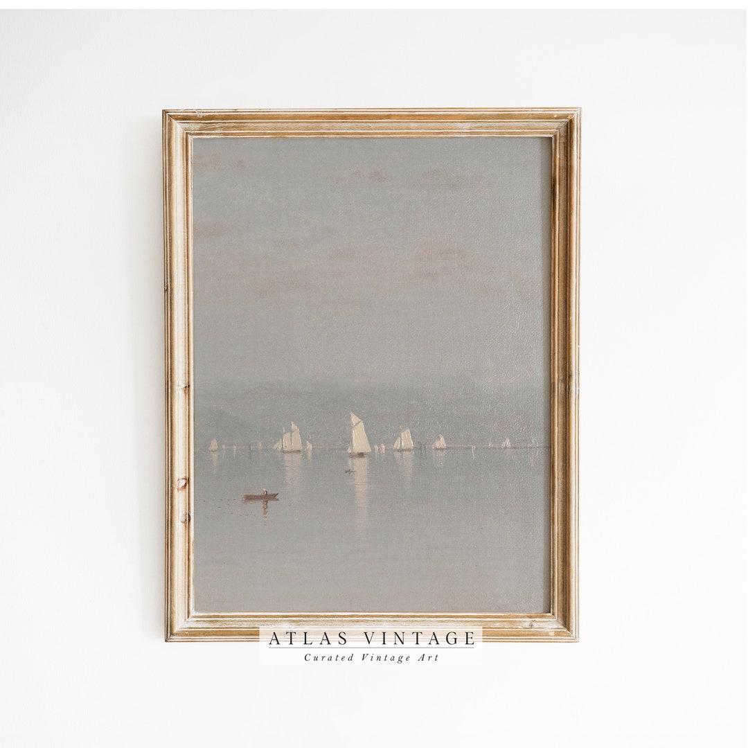 Sailboat Lake Print - Farmhouse Nautical Decor - Digital Download Wall ...