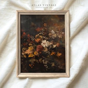 Vintage Fall Floral Print | Dark Autumn Flower Painting | Moody ...