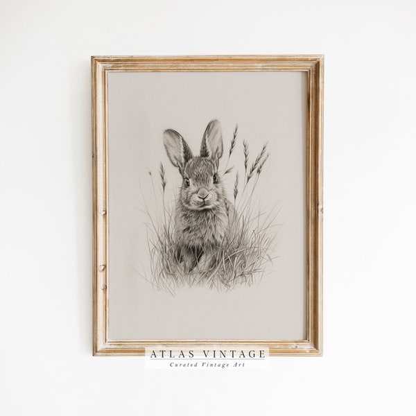 Vintage Bunny Print - Etsy