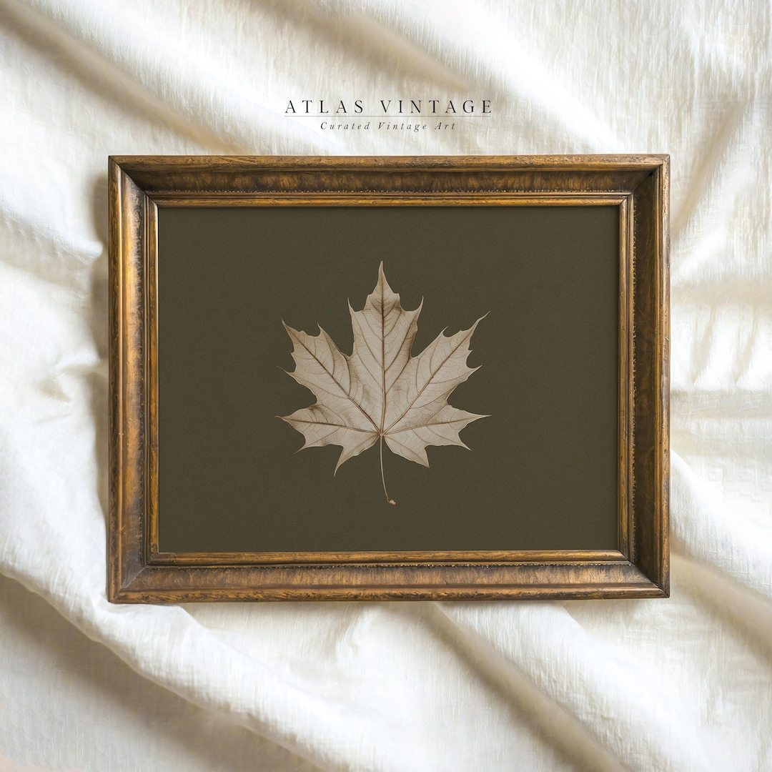Vintage Fall Leaf Print | Neutral Rustic Farmhouse Printable Wall Art ...
