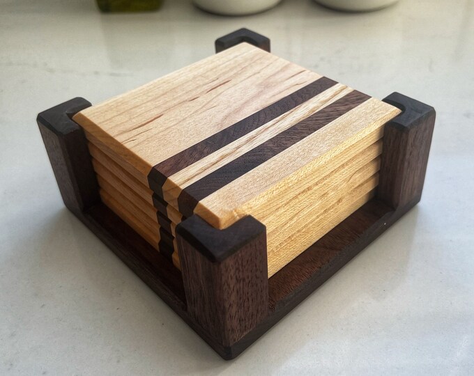 Exotic Hardwood Drink Coasters, Handmade With Maple, Cherry, Purple ...