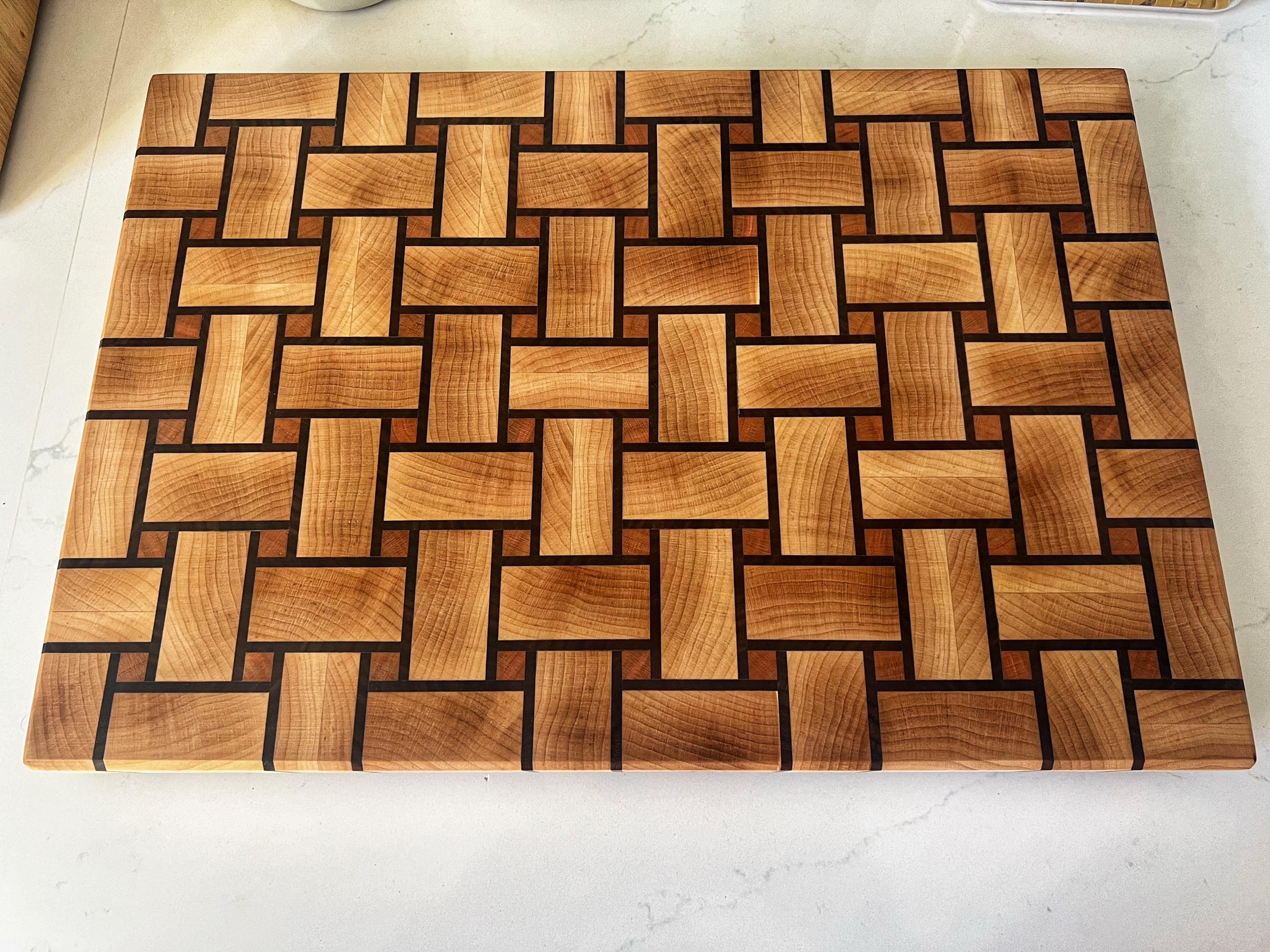 Handcrafted End Grain Cutting Board Basket Weave Pattern in Maple ...