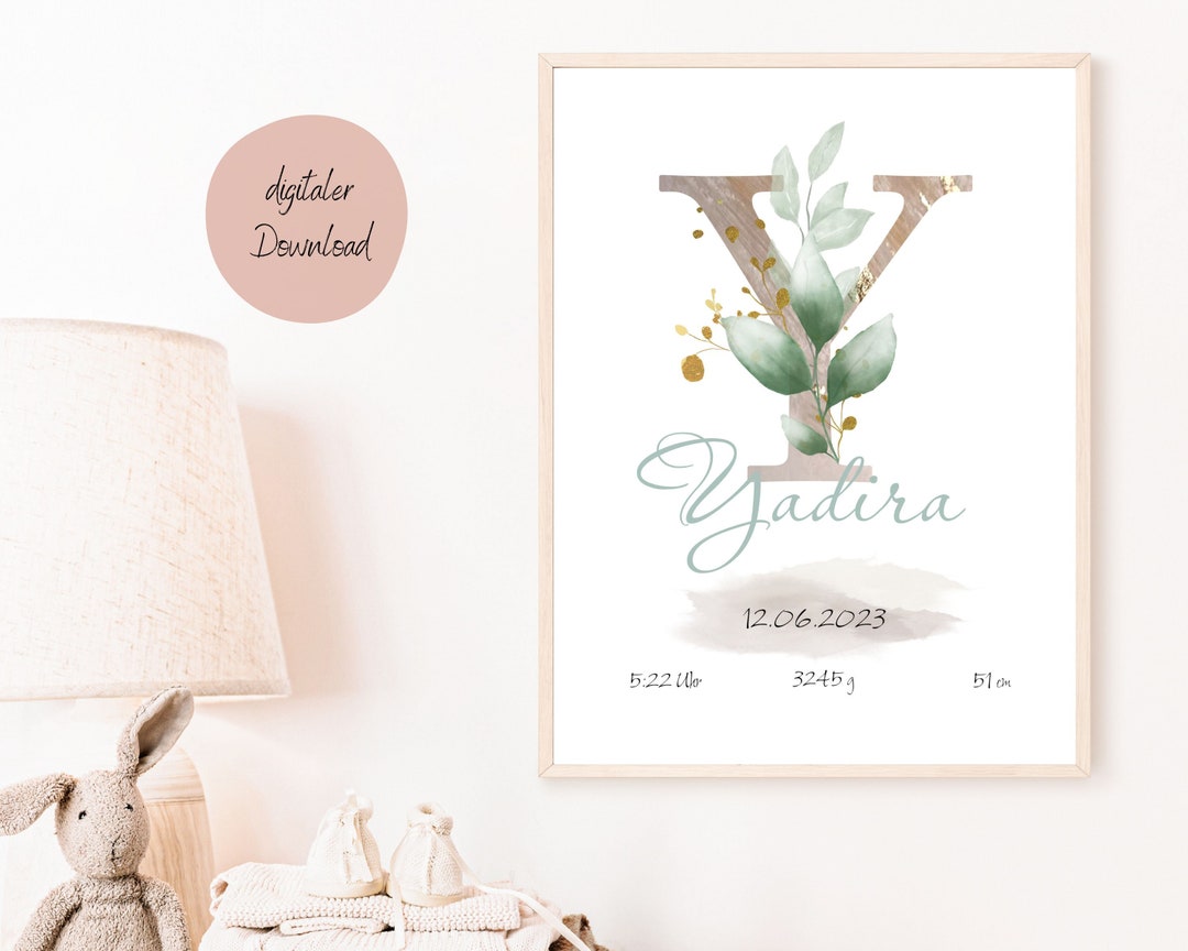 Birth Picture Birth Chart Poster for Birth Birth Dates Initial Y ...