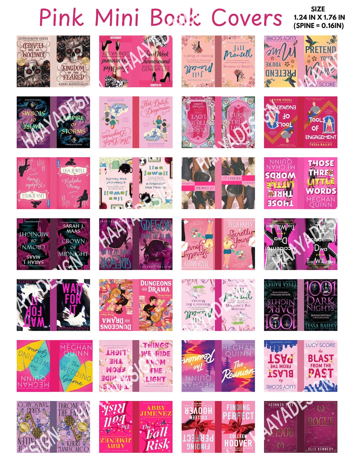 74 Pink Mini Book Covers: Romance, Fantasy Dollhouse Books (PDF ...