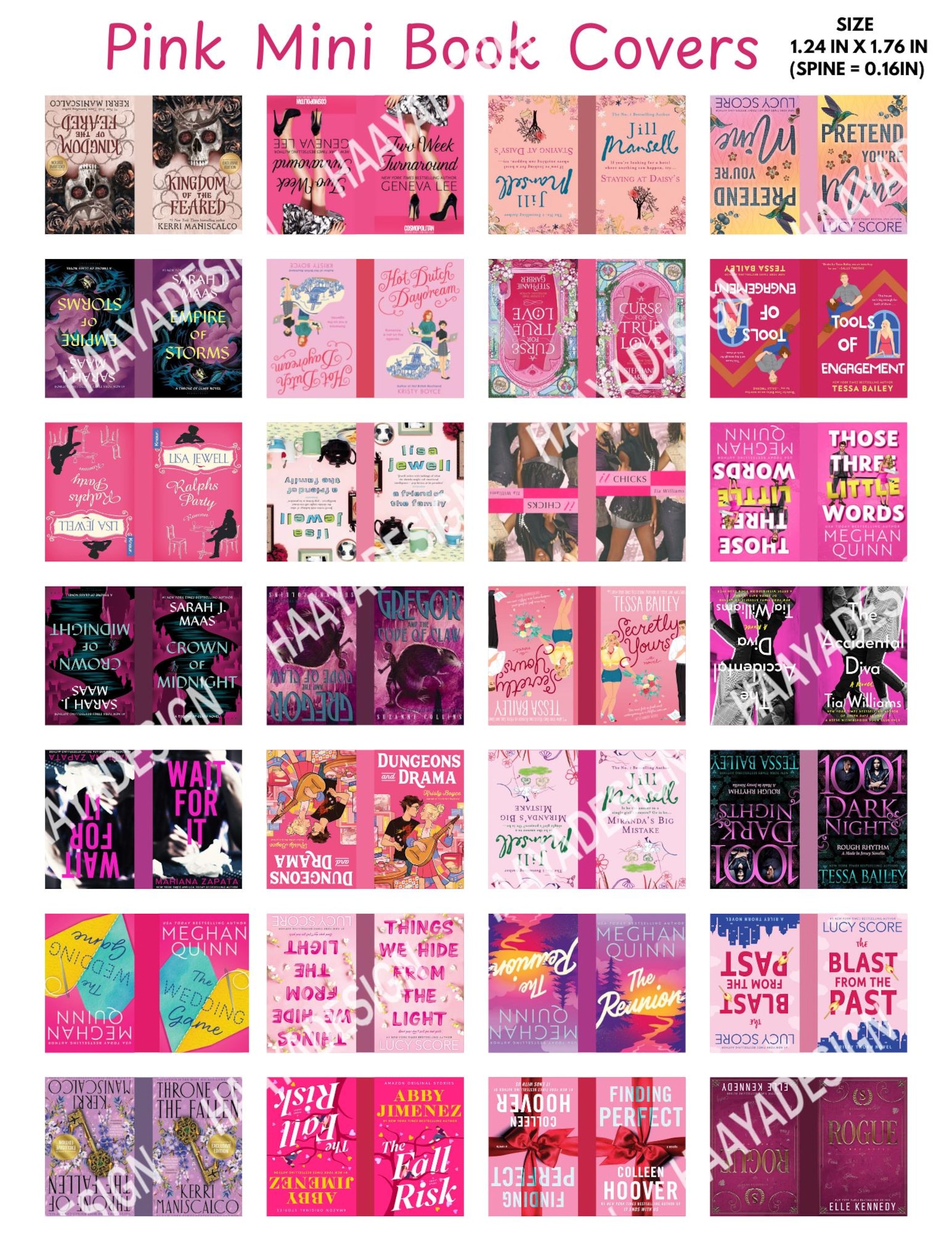 74 Pink Mini Book Covers: Romance, Fantasy Dollhouse Books (PDF ...