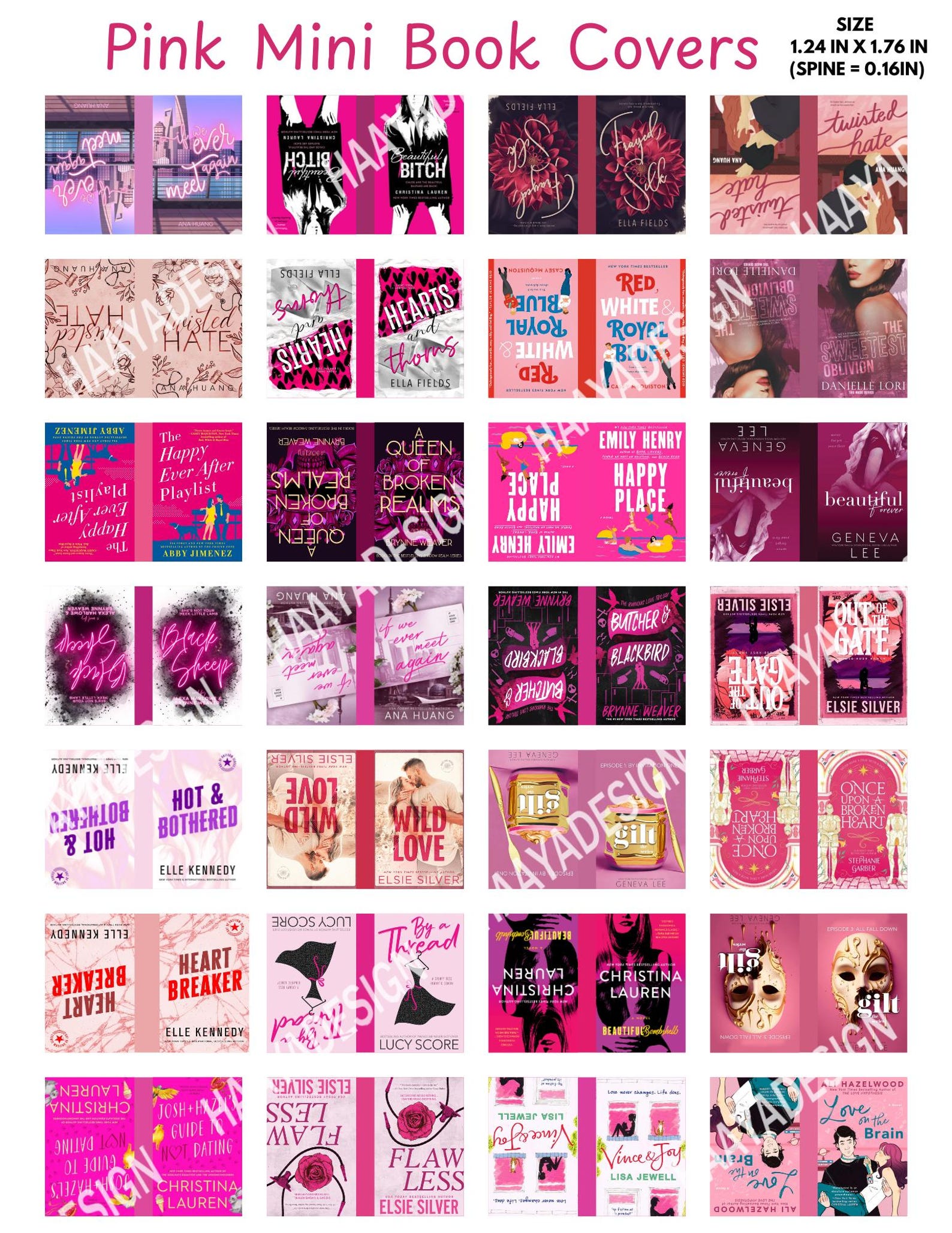 74 Pink Mini Book Covers: Romance, Fantasy Dollhouse Books (PDF ...