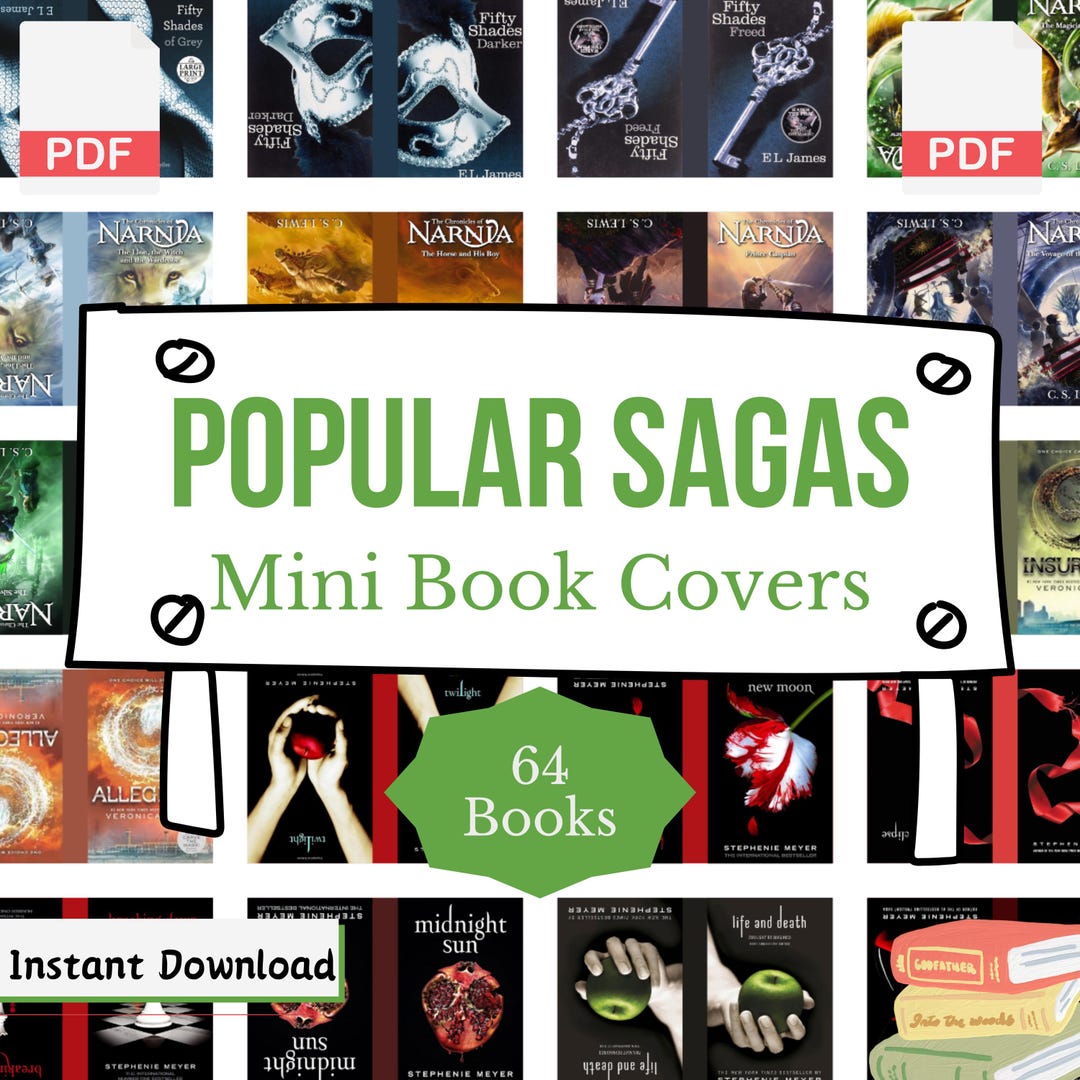 Mini Book Cover Bundle: Popular Sagas Printable Covers (digital ...
