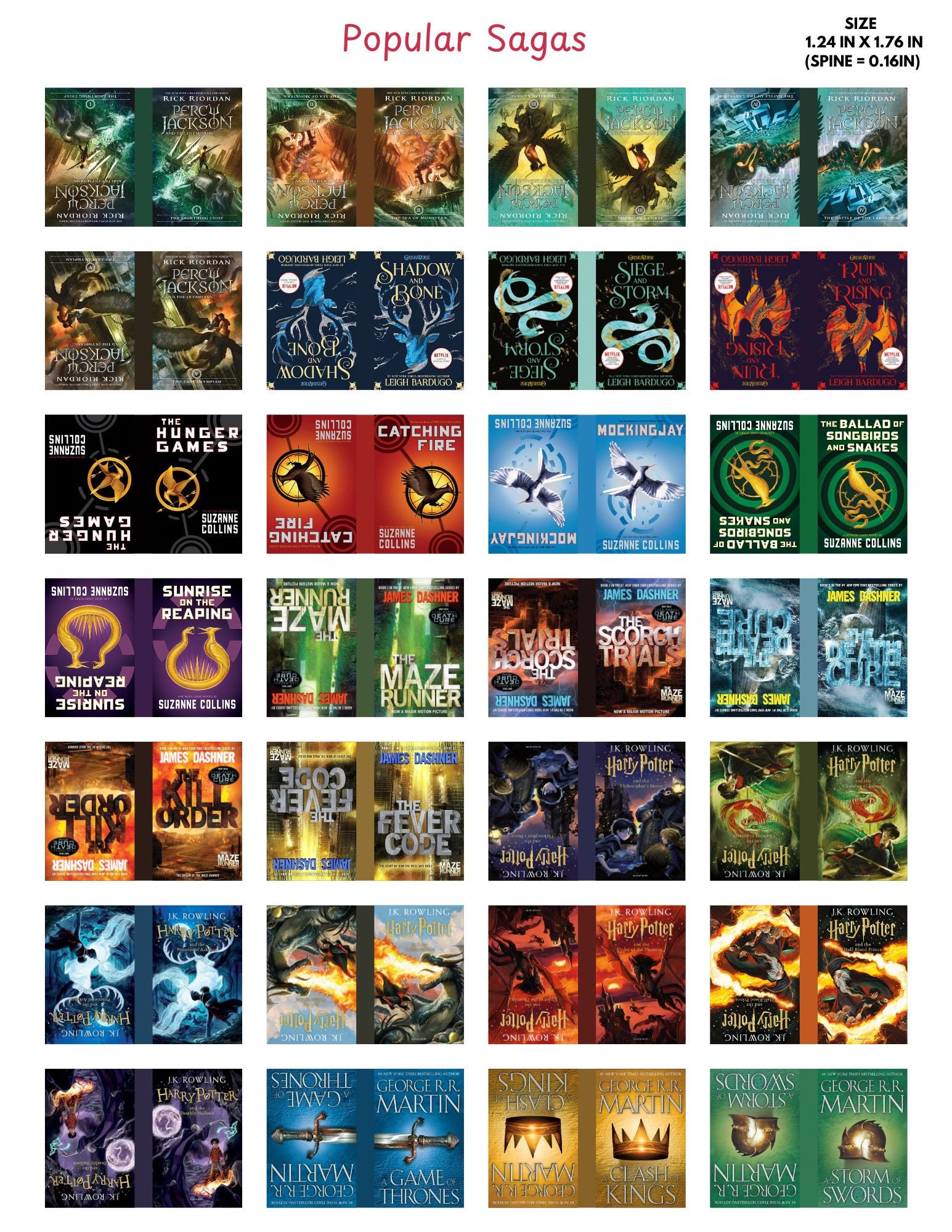 Mini Book Cover Bundle: Popular Sagas Printable Covers (digital ...