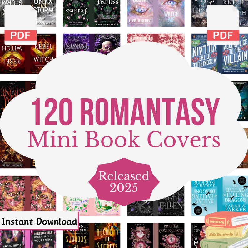 120 Romantasy Mini Book Covers: 2025 Goodreads Releases (PDF Printable ...