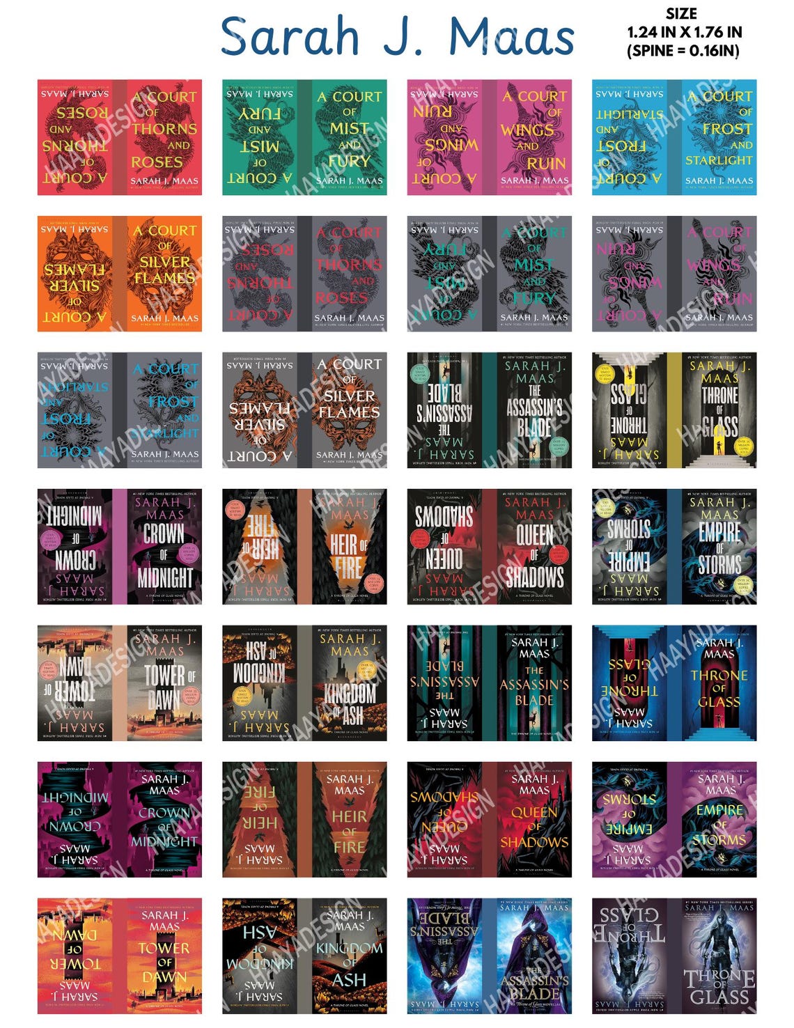 Sarah J Maas Miniature Book Covers, DIY Anxiety Bookshelf, Printable ...