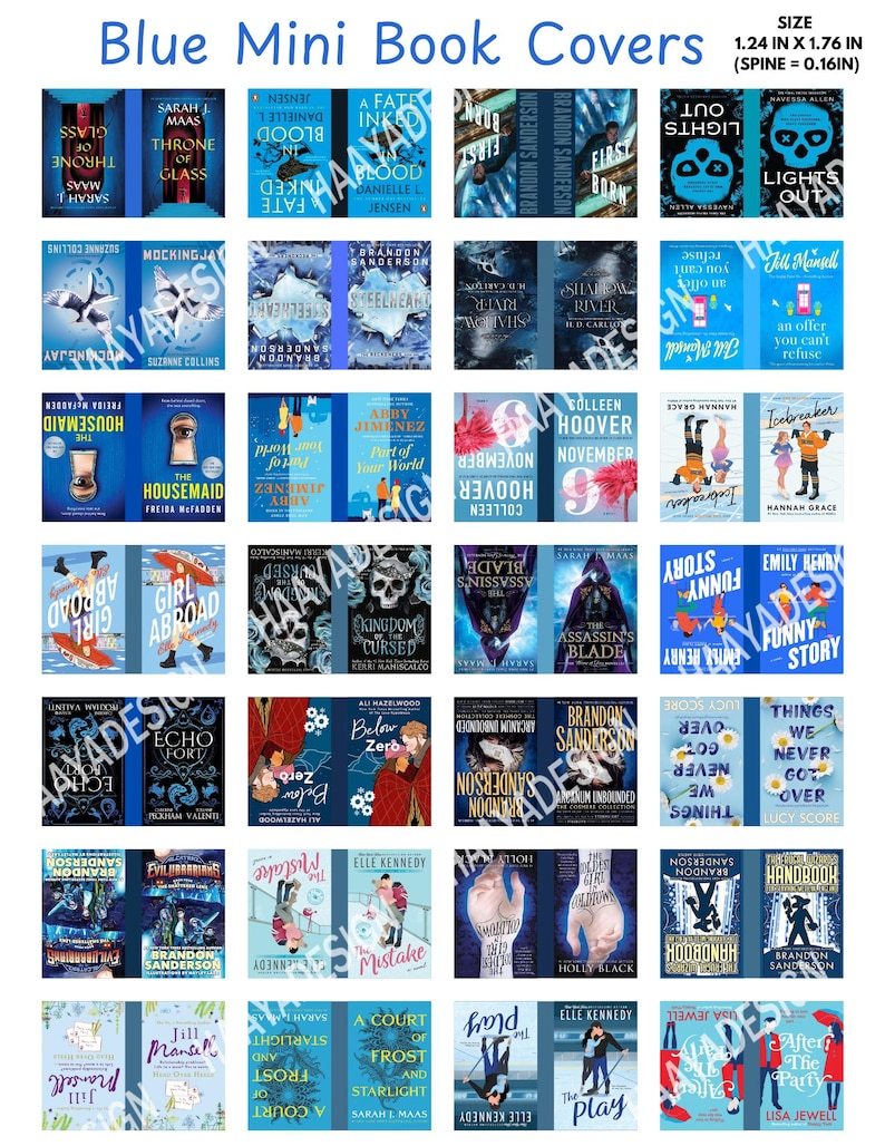 119 Blue Mini Book Covers: Romance, Fantasy, DIY Anxiety Bookshelf ...