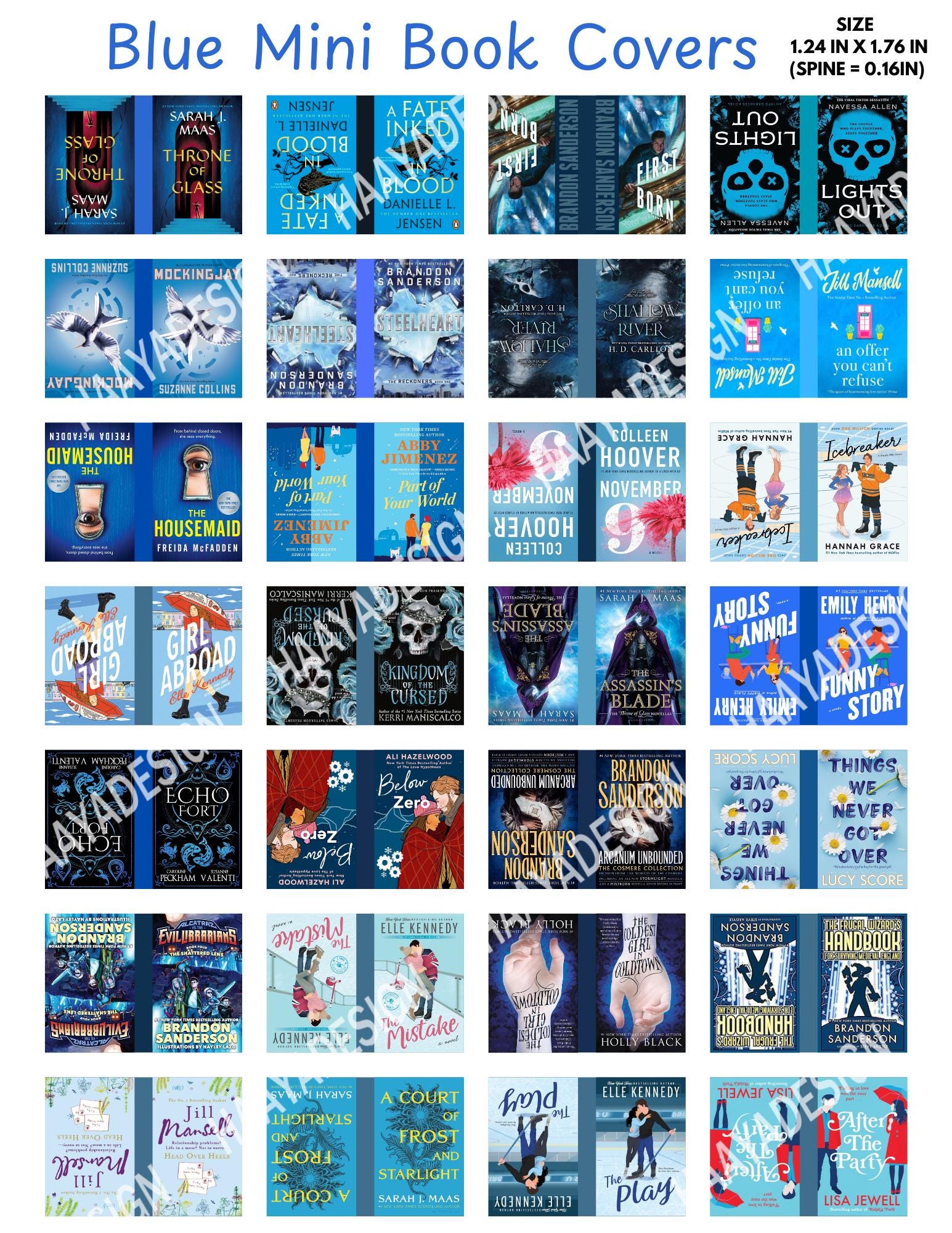 119 Blue Mini Book Covers: Romance, Fantasy, DIY Anxiety Bookshelf ...