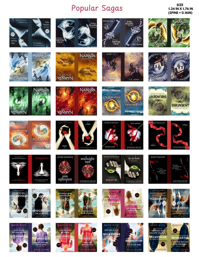 Mini Book Cover Bundle: Popular Sagas Printable Covers (digital ...