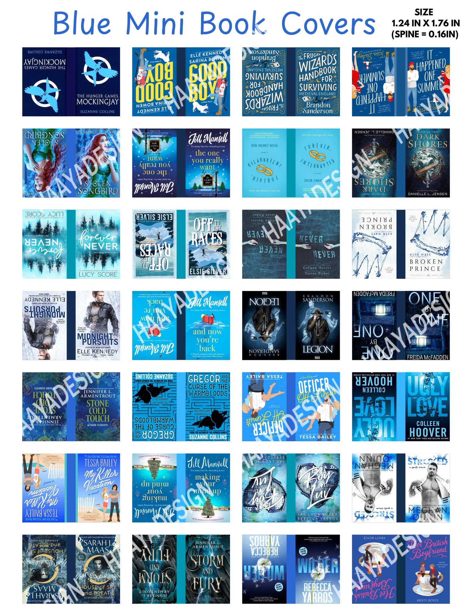119 Blue Mini Book Covers: Romance, Fantasy, DIY Anxiety Bookshelf ...