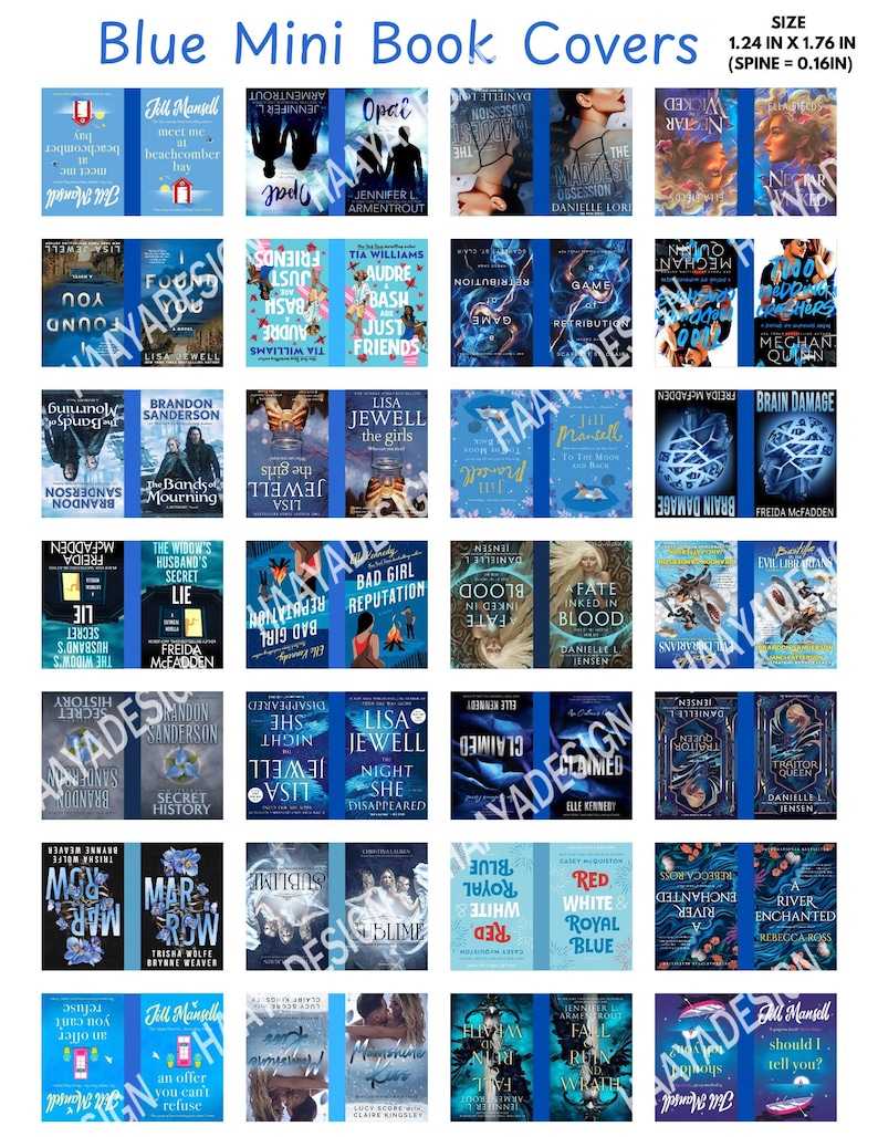 119 Blue Mini Book Covers: Romance, Fantasy, DIY Anxiety Bookshelf ...