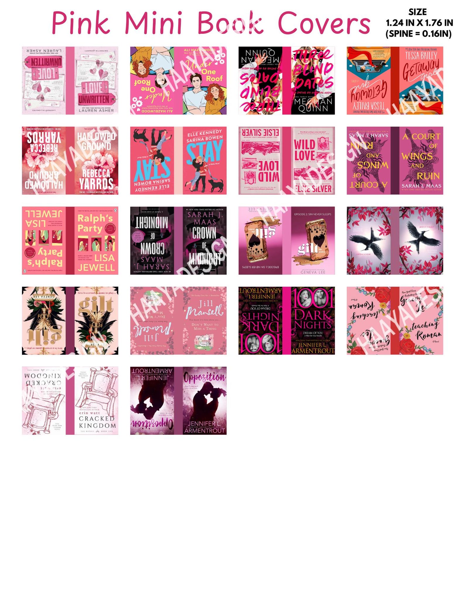 74 Pink Mini Book Covers: Romance, Fantasy Dollhouse Books (PDF ...