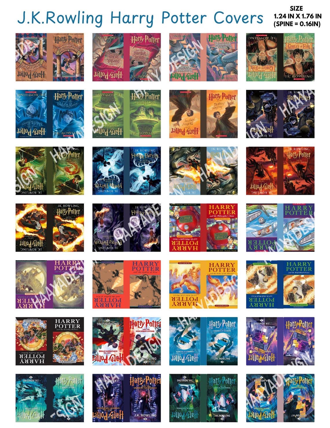 Harry Potter Mini Book Covers, JK Rowling Miniature Books, Fantasy Tiny ...