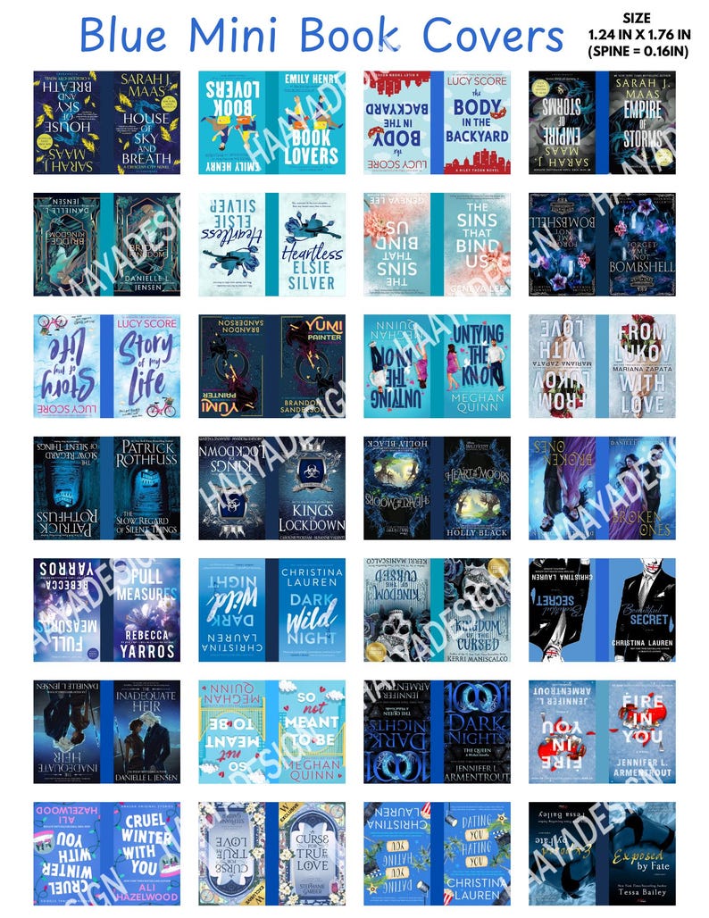 119 Blue Mini Book Covers: Romance, Fantasy, DIY Anxiety Bookshelf ...
