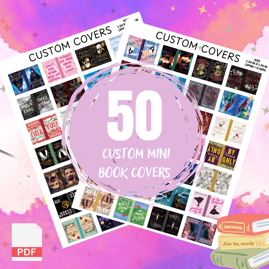 50 CUSTOM Mini Book Covers, Tiny Printable Covers Miniature Book Covers ...