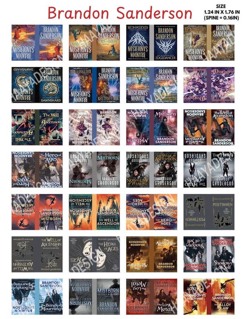 Brandon Sanderson Miniature Book Covers: Printable DIY Mini Books (PDF ...
