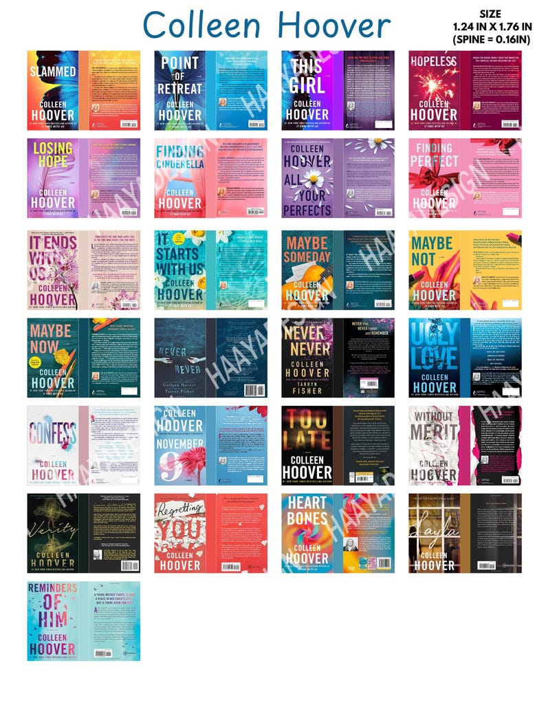 Colleen Hoover Mini Book Covers, Romantic Tiny Books, Fantasy Mini ...