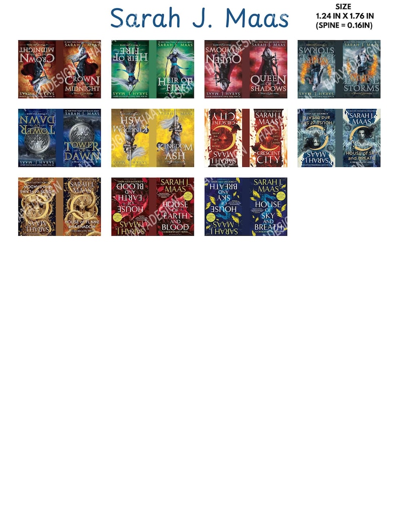 Sarah J Maas Mini Book Covers: Fantasy Romantasy (PDF Instant Download ...