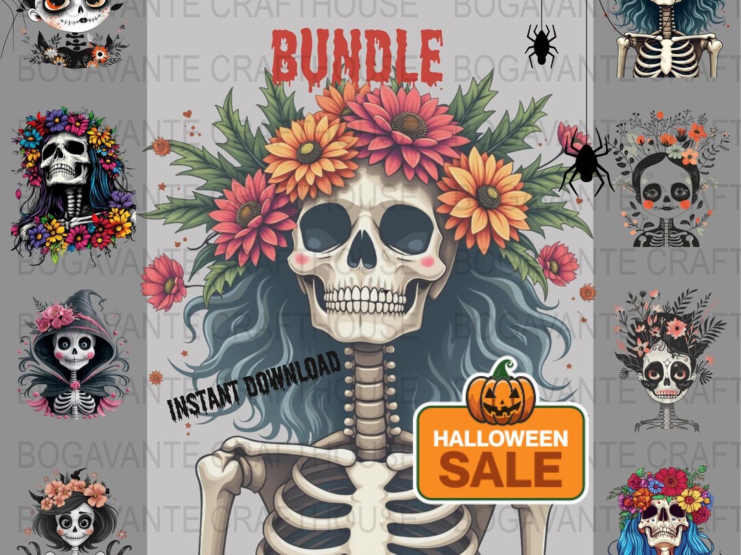 Cute Skeleton Bundle, Halloween Skeleton Bundle, Skeleton Graphics ...
