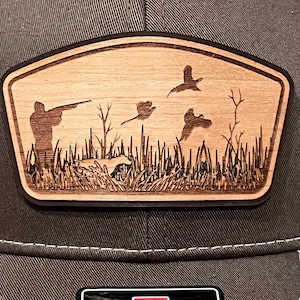 Custom Wood & Leather Patch Hat - Pheasant Hunting Hat - Bird Hunting ...