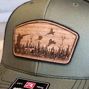 Custom Wood & Leather Patch Hat - Pheasant Hunting Hat - Bird Hunting ...