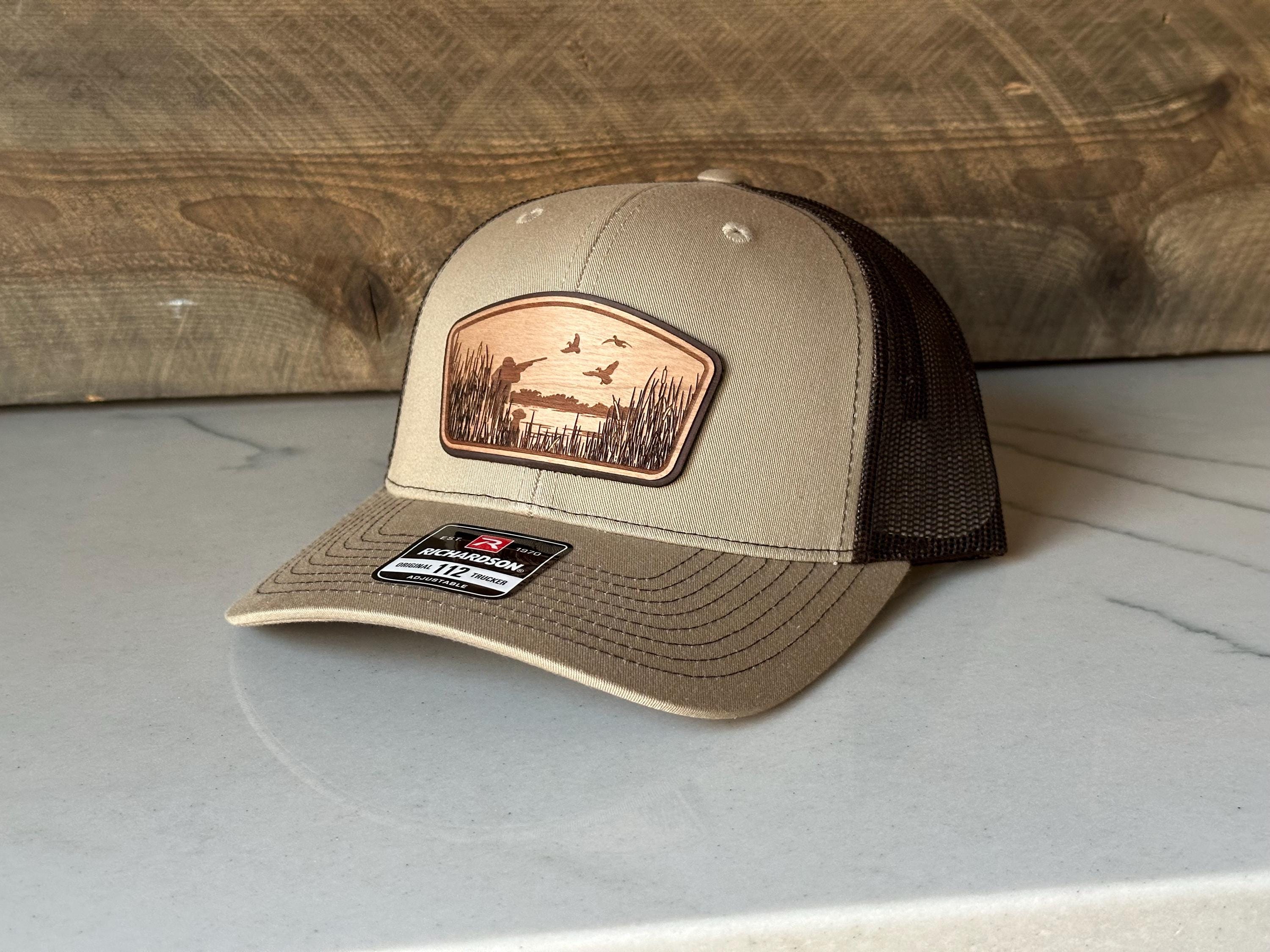 Custom Wood & Leather Patch Hat - Duck Hunting Hat - Custom Hat ...