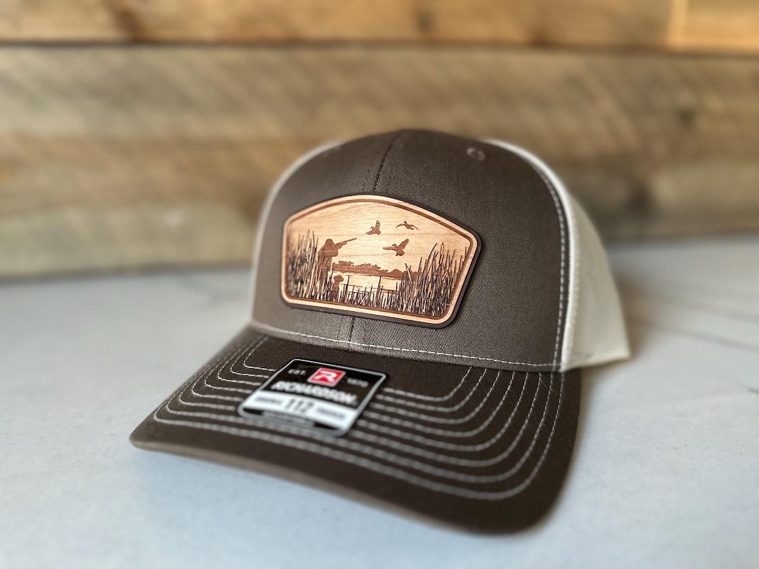 Custom Wood & Leather Patch Hat - Duck Hunting Hat - Custom Hat ...